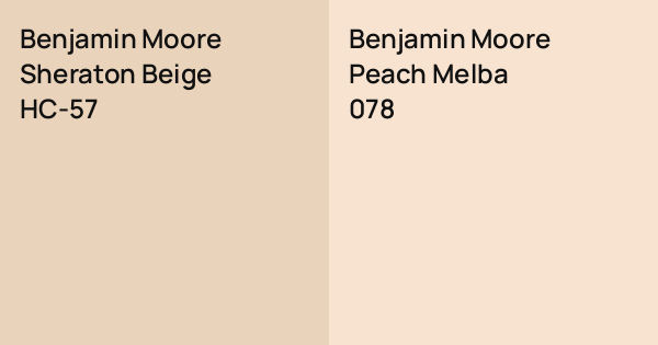 Benjamin Moore Sheraton Beige vs. Benjamin Moore Peach Melba comparison