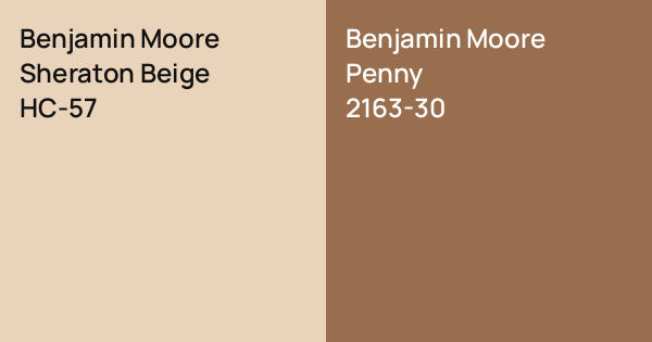 Benjamin Moore Sheraton Beige vs. Benjamin Moore Penny comparison