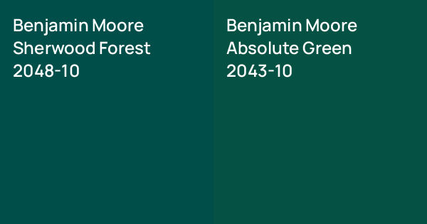 Benjamin Moore Sherwood Forest vs. Benjamin Moore Absolute Green comparison
