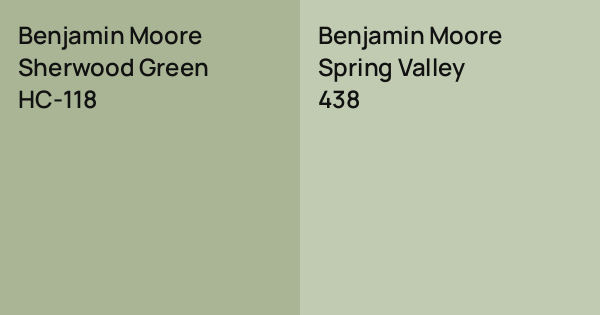Benjamin Moore Sherwood Green vs. Benjamin Moore Spring Valley comparison