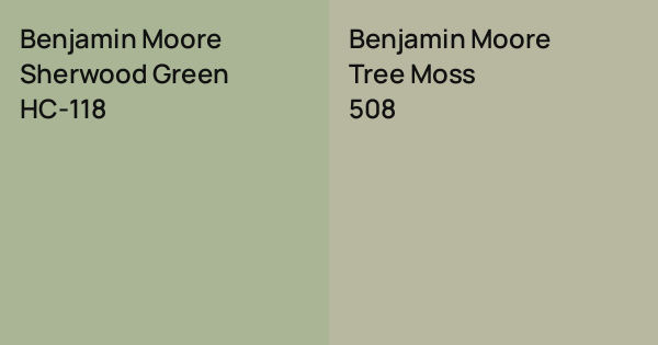 Benjamin Moore Sherwood Green vs. Benjamin Moore Tree Moss comparison