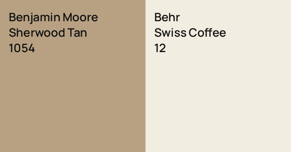 Benjamin Moore Sherwood Tan vs. Behr Swiss Coffee comparison