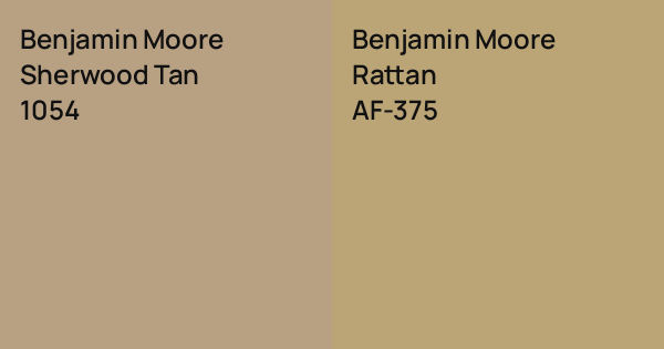 Benjamin Moore Sherwood Tan vs. Benjamin Moore Rattan comparison