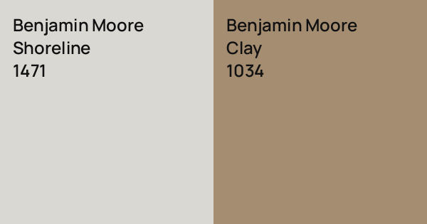 Benjamin Moore Shoreline vs. Benjamin Moore Clay comparison