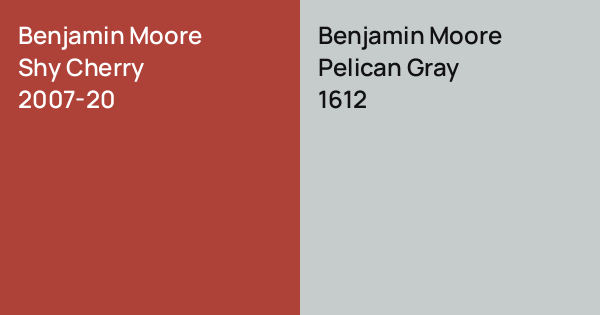 Benjamin Moore Shy Cherry vs. Benjamin Moore Pelican Gray comparison
