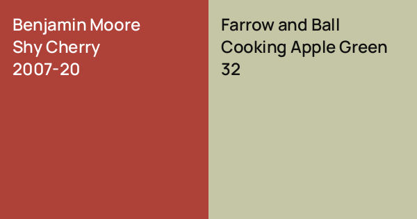 Benjamin Moore Shy Cherry vs. Farrow and Ball Cooking Apple Green ...