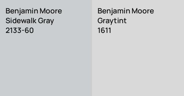 Benjamin Moore Sidewalk Gray vs. Benjamin Moore Graytint comparison