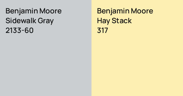 Benjamin Moore Sidewalk Gray vs. Benjamin Moore Hay Stack comparison