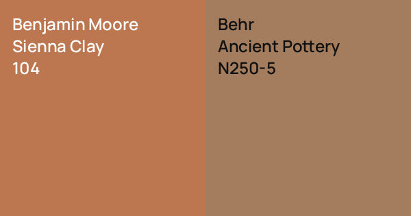 Benjamin Moore Sienna Clay vs. Behr Ancient Pottery comparison