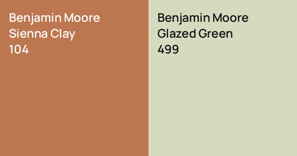 Benjamin Moore Sienna Clay vs. Benjamin Moore Glazed Green comparison