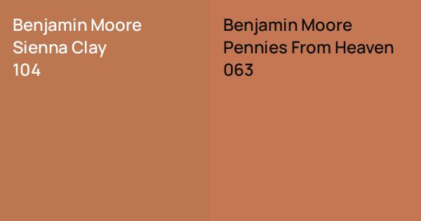 Benjamin Moore Sienna Clay vs. Benjamin Moore Pennies From Heaven comparison