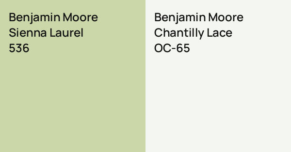 Benjamin Moore Sienna Laurel vs. Benjamin Moore Chantilly Lace comparison
