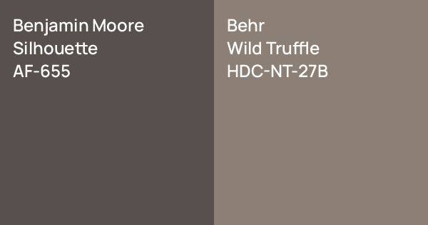 Benjamin Moore Silhouette vs. Behr Wild Truffle comparison