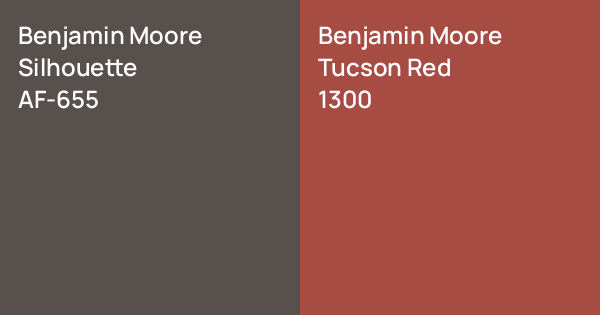 Benjamin Moore Silhouette vs. Benjamin Moore Tucson Red comparison