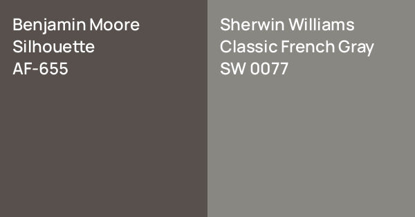 Benjamin Moore Silhouette vs. Sherwin Williams Classic French Gray ...