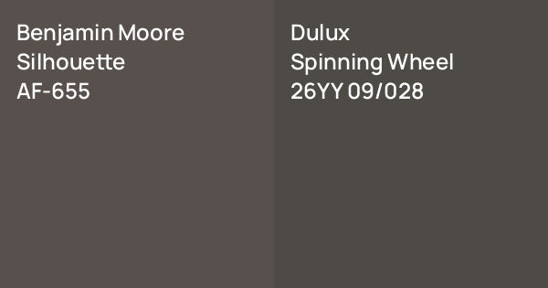 Benjamin Moore Silhouette vs. Dulux Spinning Wheel comparison