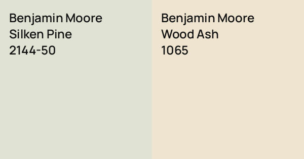 Benjamin Moore Silken Pine vs. Benjamin Moore Wood Ash comparison
