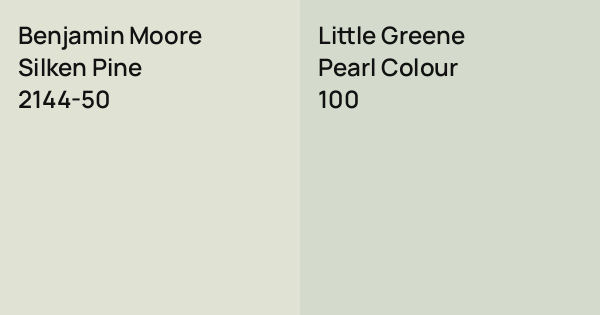 Benjamin Moore Silken Pine vs. Little Greene Pearl Colour comparison
