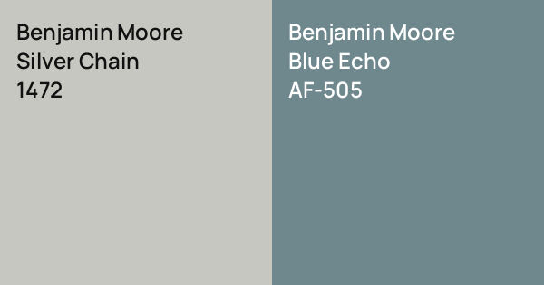 Benjamin Moore Silver Chain vs. Benjamin Moore Blue Echo comparison