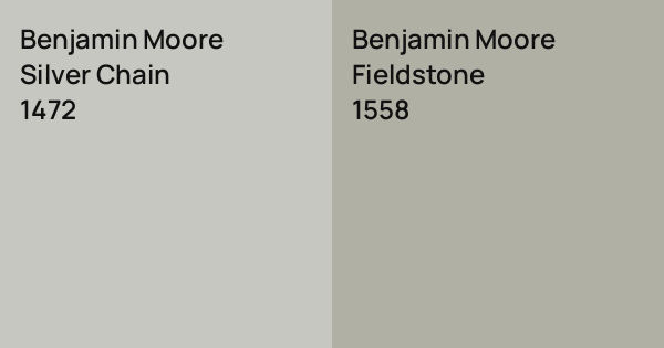 Benjamin Moore Silver Chain vs. Benjamin Moore Fieldstone comparison