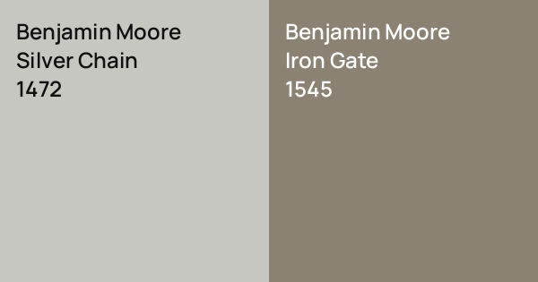 Benjamin Moore Silver Chain vs. Benjamin Moore Iron Gate comparison