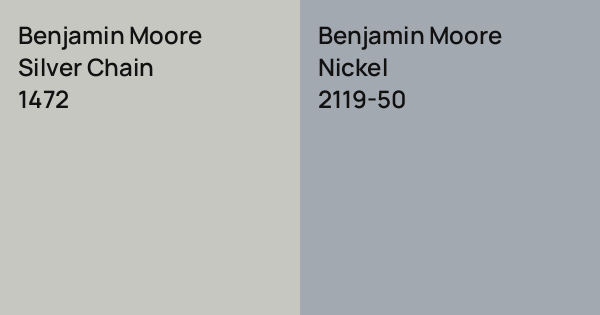 Benjamin Moore Silver Chain vs. Benjamin Moore Nickel comparison