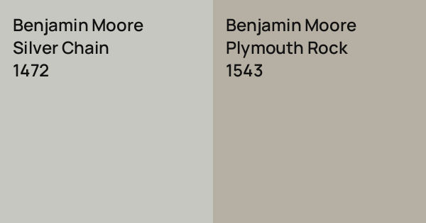 Benjamin Moore Silver Chain vs. Benjamin Moore Plymouth Rock comparison