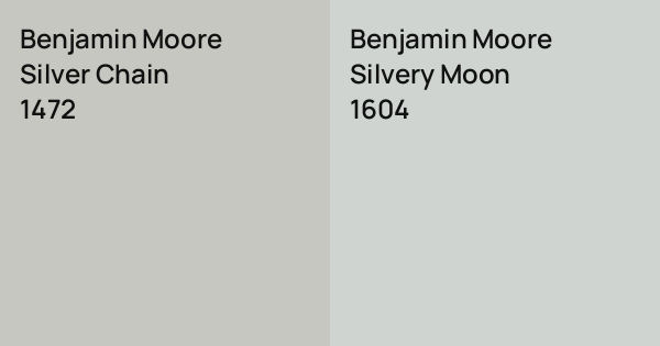 Benjamin Moore Silver Chain vs. Benjamin Moore Silvery Moon comparison