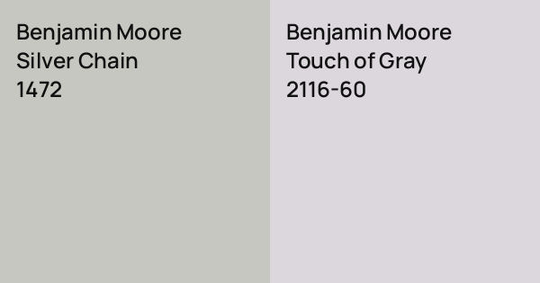 Benjamin Moore Silver Chain vs. Benjamin Moore Touch of Gray comparison
