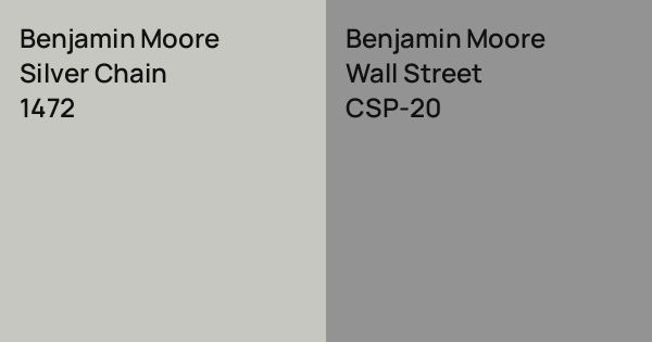 Benjamin Moore Silver Chain vs. Benjamin Moore Wall Street comparison