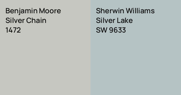 Benjamin Moore Silver Chain vs. Sherwin Williams Silver Lake comparison