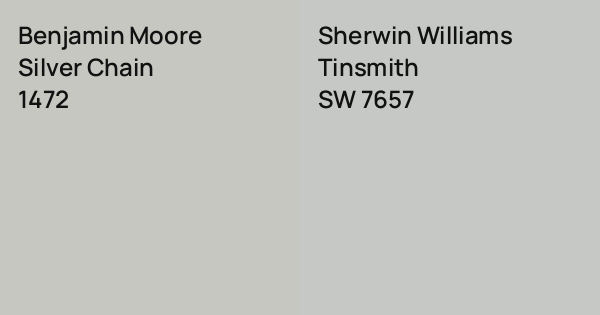 Benjamin Moore Silver Chain vs. Sherwin Williams Tinsmith comparison