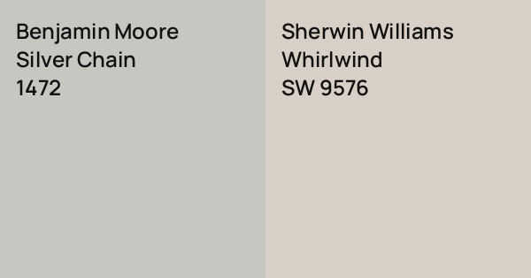 Benjamin Moore Silver Chain vs. Sherwin Williams Whirlwind comparison