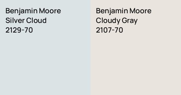 Benjamin Moore Silver Cloud vs. Benjamin Moore Cloudy Gray comparison