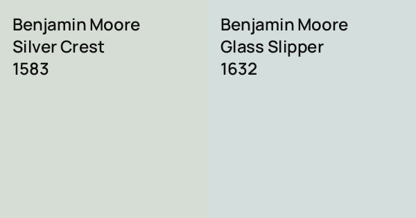 Benjamin Moore Silver Crest vs. Benjamin Moore Glass Slipper comparison