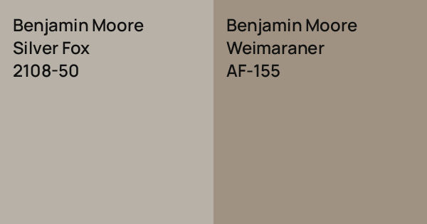 Benjamin Moore Silver Fox vs. Benjamin Moore Weimaraner comparison