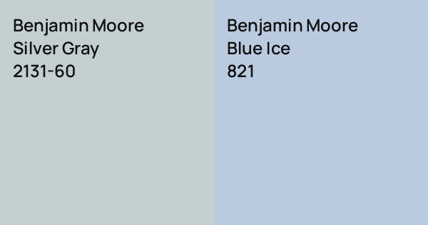 Benjamin Moore Silver Gray vs. Benjamin Moore Blue Ice comparison