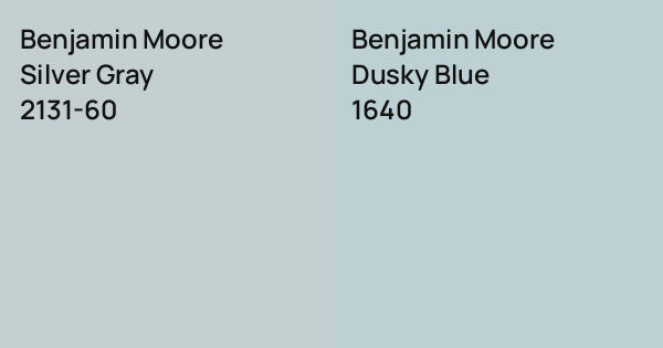 Benjamin Moore Silver Gray vs. Benjamin Moore Dusky Blue comparison