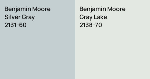 Benjamin Moore Silver Gray vs. Benjamin Moore Gray Lake comparison