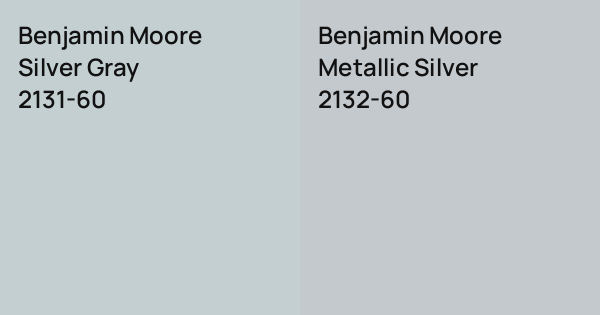 Benjamin Moore Silver Gray vs. Benjamin Moore Metallic Silver comparison