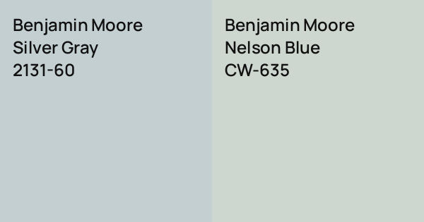 Benjamin Moore Silver Gray vs. Benjamin Moore Nelson Blue comparison