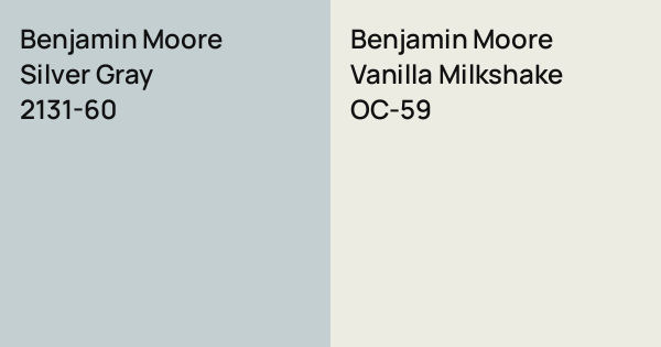 Benjamin Moore Silver Gray vs. Benjamin Moore Vanilla Milkshake comparison