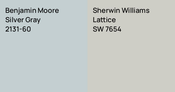 Benjamin Moore Silver Gray vs. Sherwin Williams Lattice comparison