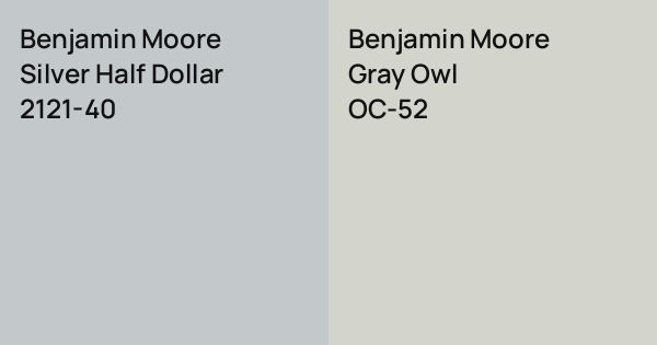 Benjamin Moore Silver Half Dollar vs. Benjamin Moore Gray Owl comparison