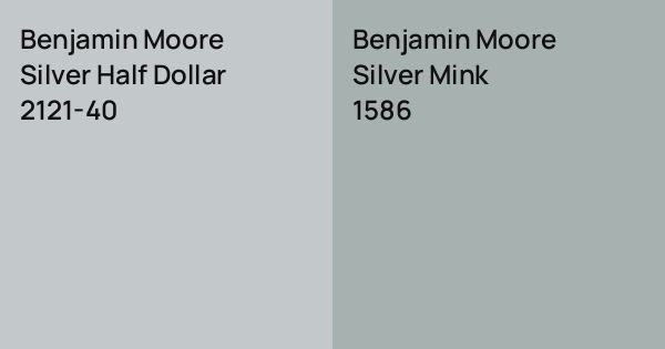 Benjamin Moore Silver Half Dollar vs. Benjamin Moore Silver Mink comparison