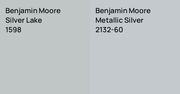 Benjamin Moore Silver Lake vs. Benjamin Moore Metallic Silver comparison
