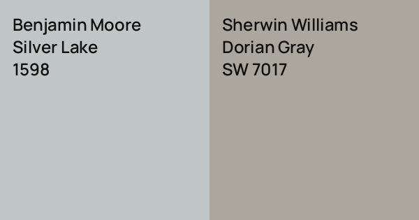Benjamin Moore Silver Lake vs. Sherwin Williams Dorian Gray comparison