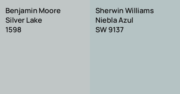 Benjamin Moore Silver Lake vs. Sherwin Williams Niebla Azul comparison