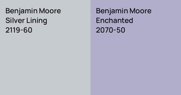 Benjamin Moore Silver Lining vs. Benjamin Moore Enchanted comparison