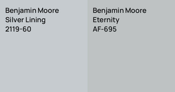 Benjamin Moore Silver Lining vs. Benjamin Moore Eternity comparison